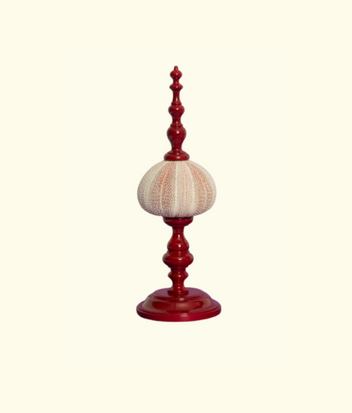 Noto Lacquered Sea Urchin Tall Object, Crimson